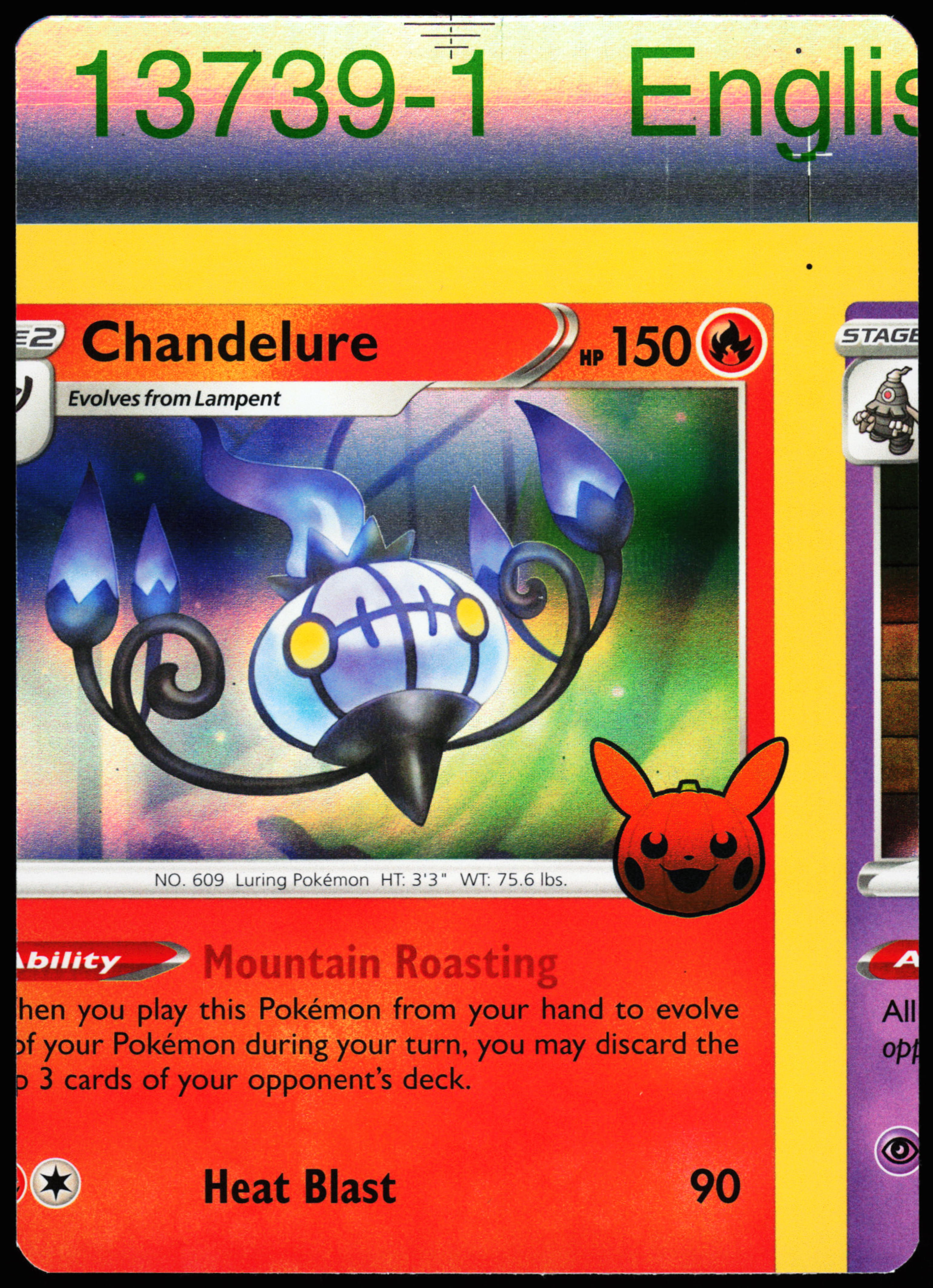 Trick or Trade Error Miscut NFC Chandelure Holo – Wenzel TCG